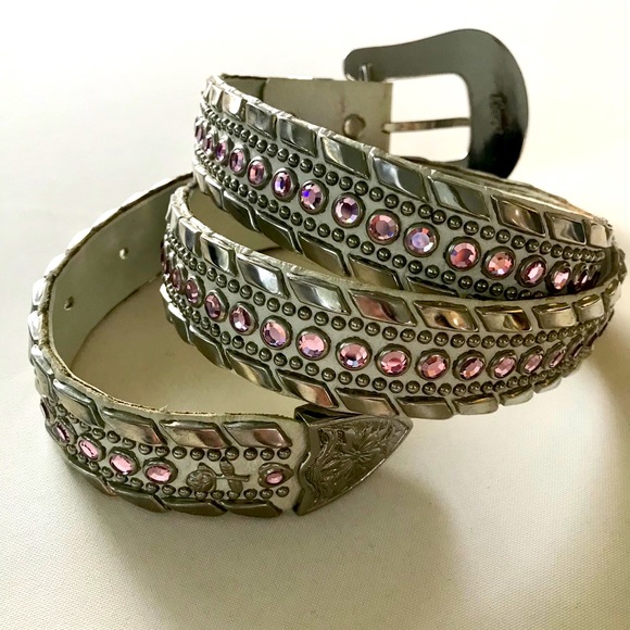 Kippys | Accessories | Kippys White Leather Belt Pink Swarovski ...